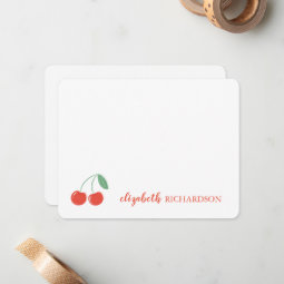 Personalized Sweet Cherry Note Card | Zazzle