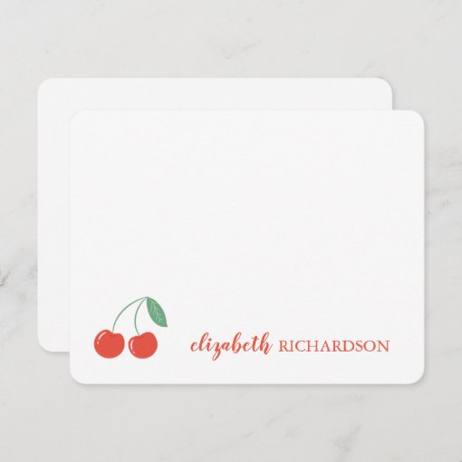 Personalized Sweet Cherry Note Card | Zazzle