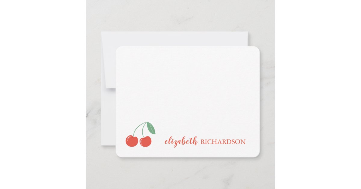 Personalized Sweet Cherry Note Card | Zazzle