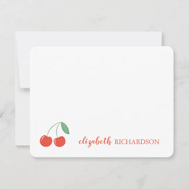 Personalized Sweet Cherry Note Card | Zazzle