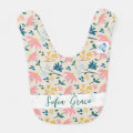 Personalized Sweet Girly Floral Pattern Design Baby Bib | Zazzle
