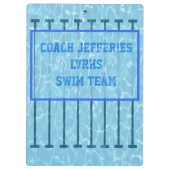 Personalized Swim Coach Swimming Pool Clipboard | Zazzle
