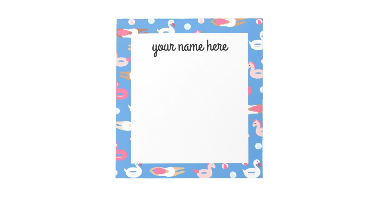 Personalized Swimmer and Pool Float Notepad | Zazzle