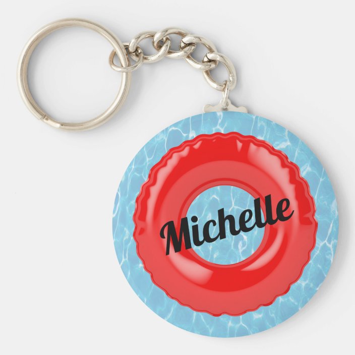 Personalized Swimming Pool Red Tube Keychain | Zazzle.com