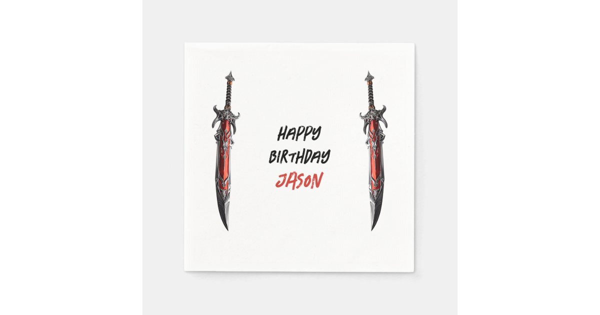 Personalized Sword Birthday Party Napkins | Zazzle