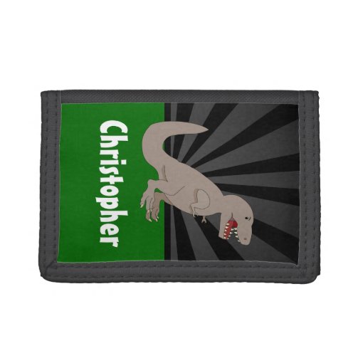 Personalized T-Rex Dinosaur Boys Tri-fold Wallet | Zazzle