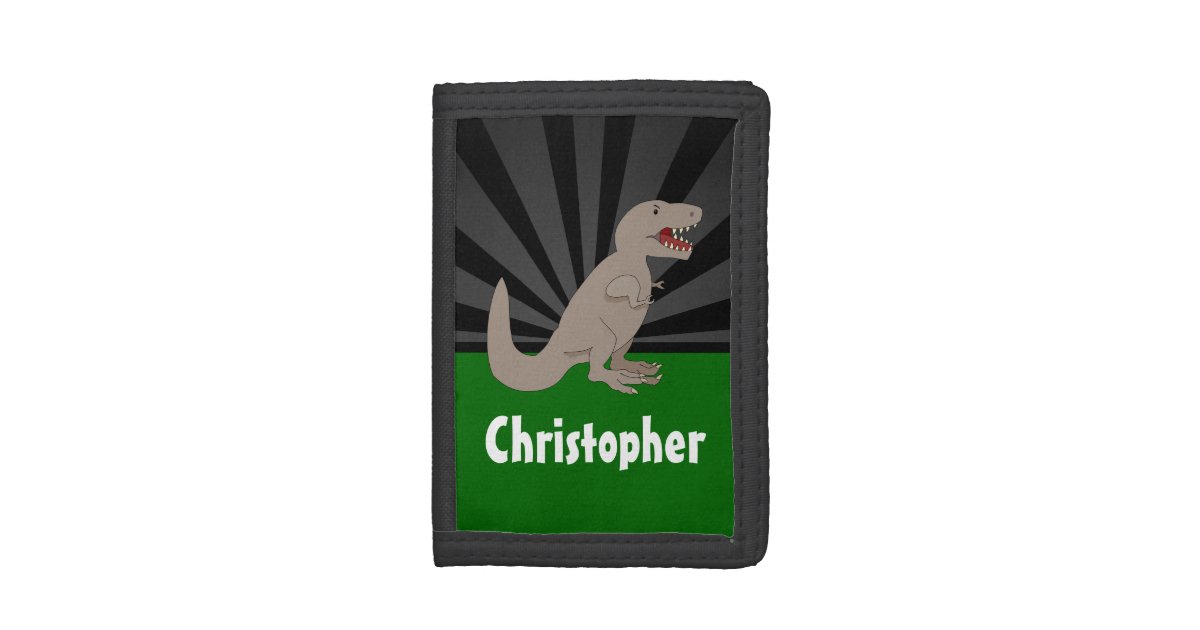 Personalized T-Rex Dinosaur Boys Tri-fold Wallet | Zazzle