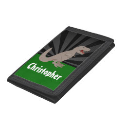 Personalized T-Rex Dinosaur Boys Tri-fold Wallet | Zazzle