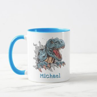 Personalized T-Rex dinosaur mug | Zazzle