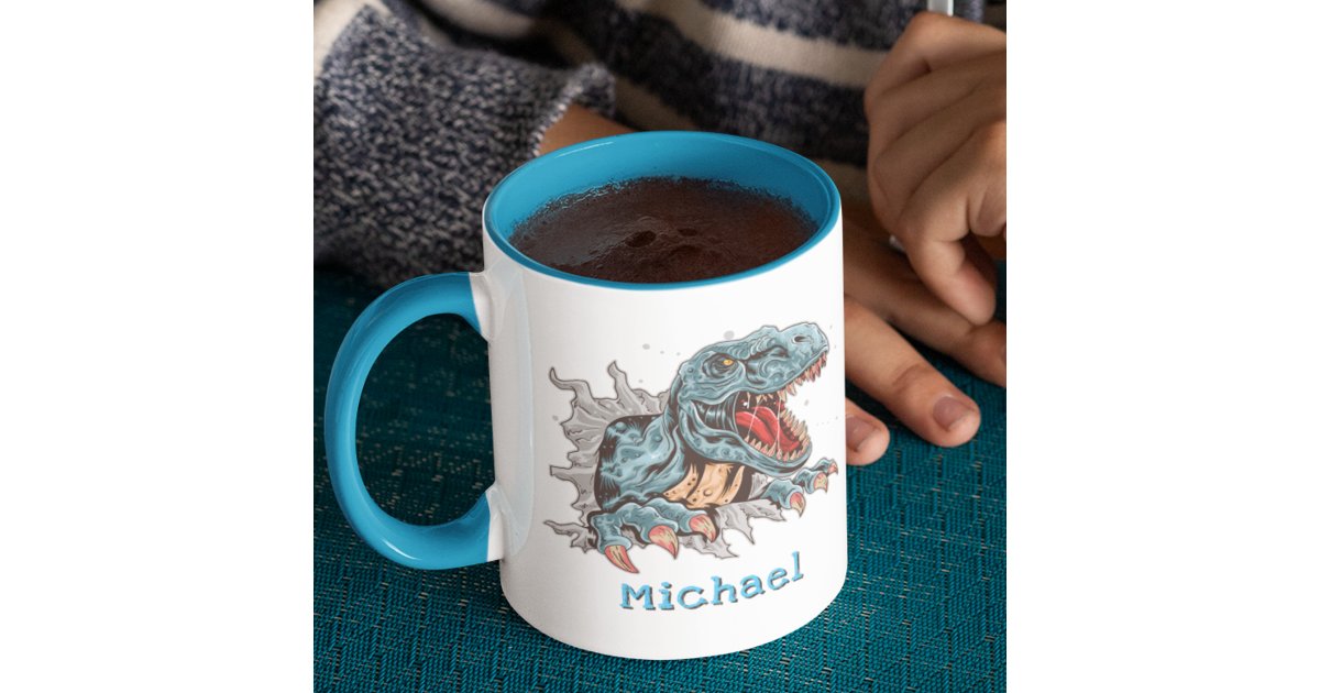 Personalized T-Rex dinosaur mug | Zazzle