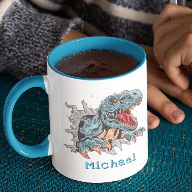 Personalized T-Rex dinosaur mug | Zazzle