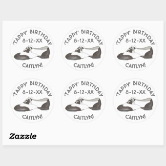Personalized Tappy Birthday Tap Dance Party Favor Classic Round Sticker ...