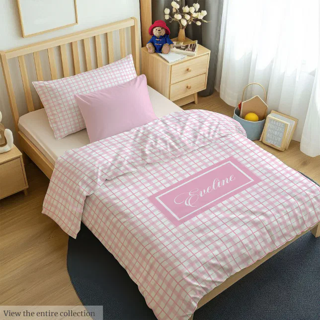 Personalized Tartan Duvet Modern Girl’s Bedding Cover | Zazzle