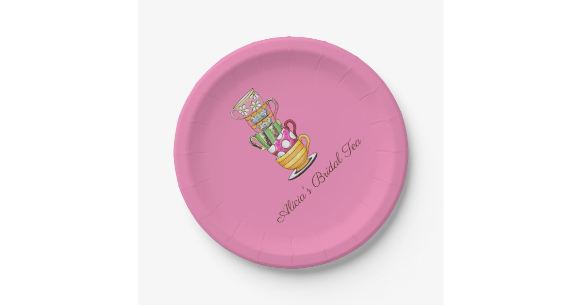 Personalized Tea Party Paper Plates Bridal | Zazzle