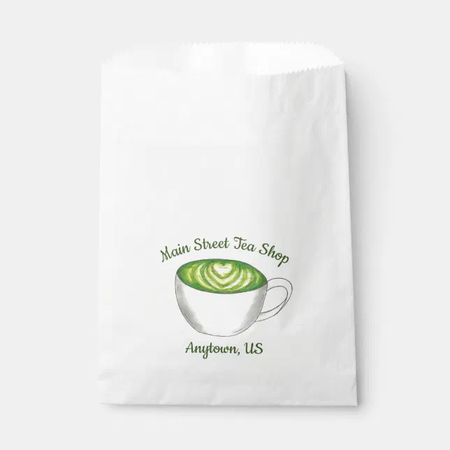 Personalized Tea Shop Japanese Green Matcha Latte Favor Bag | Zazzle