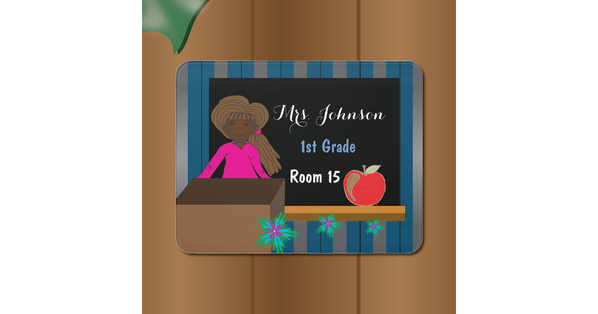 Personalized Teacher Blue Classroom Door Sign | Zazzle