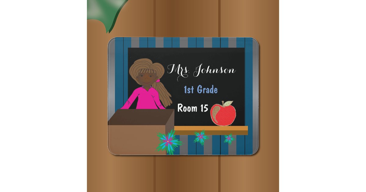 Personalized Teacher Blue Classroom Door Sign | Zazzle