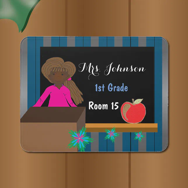 Personalized Teacher Blue Classroom Door Sign | Zazzle