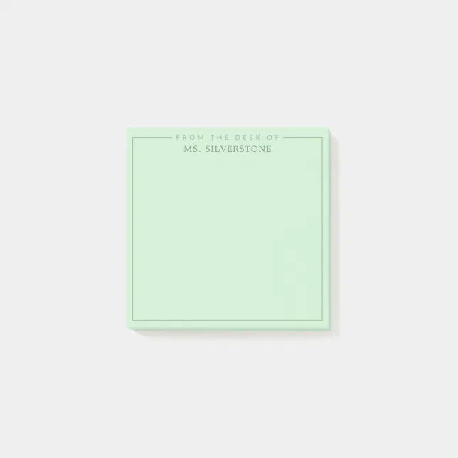 Personalized Teacher From The Desk Of Green Post-it Notes | Zazzle