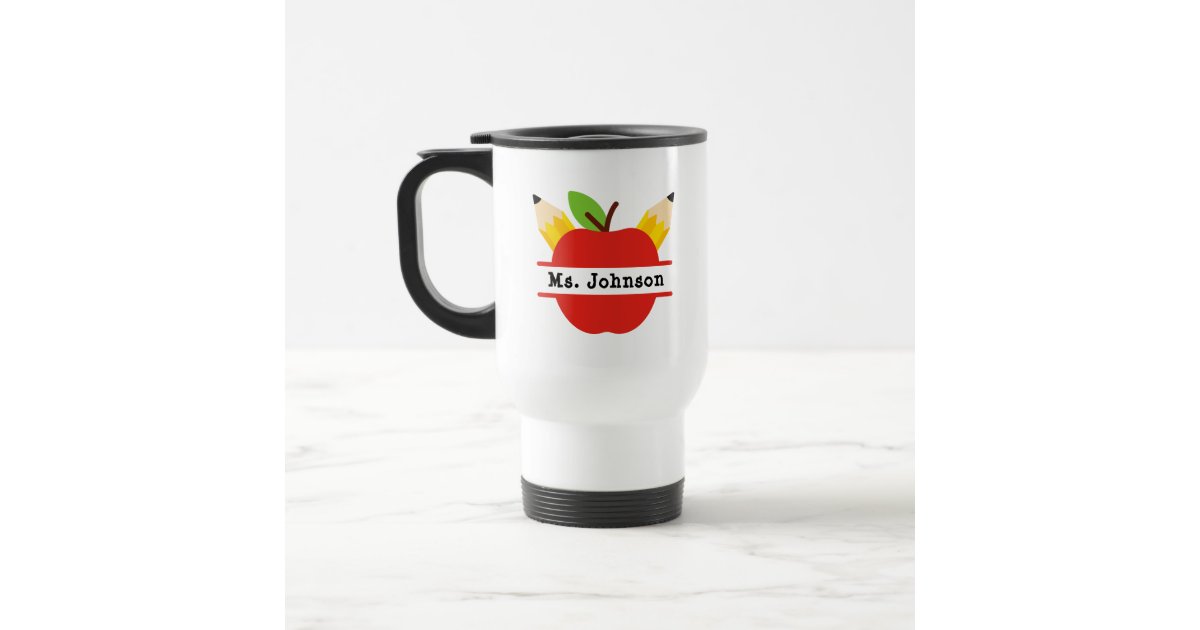 Personalized Teacher Name Apple Travel Mug | Zazzle