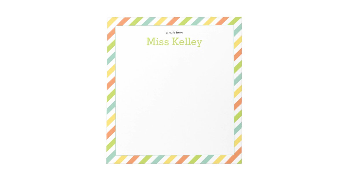 Personalized Teacher Notepad, Rainbow Stripes Notepad | Zazzle