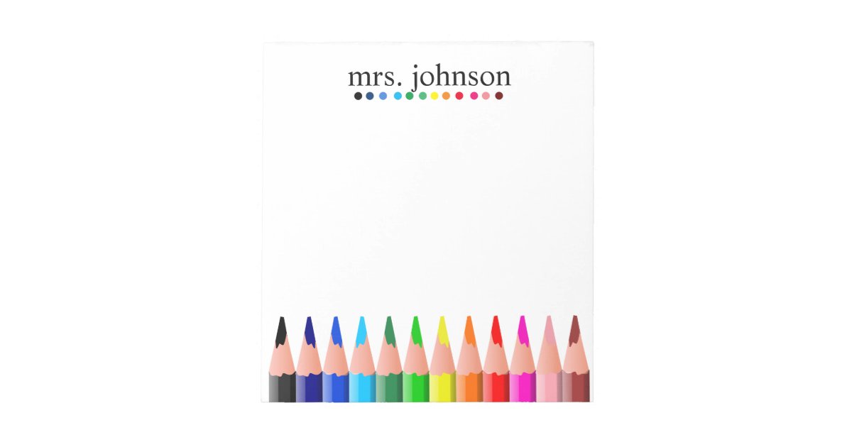 Personalized Teacher Rainbow Pencil Notepad | Zazzle