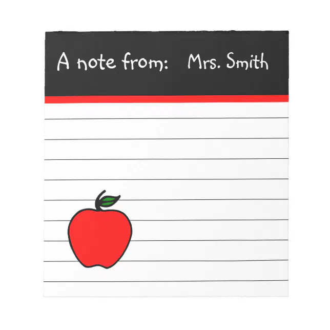 Personalized Teacher's Apple Notepad Gift | Zazzle