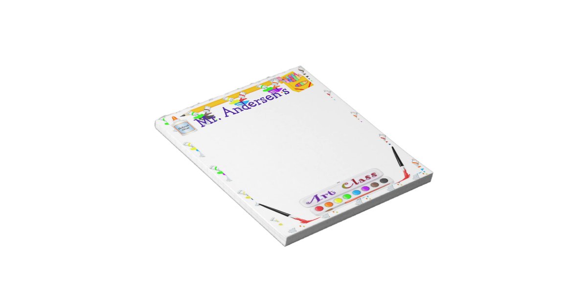 Personalized Teachers Art Class Notepad | Zazzle