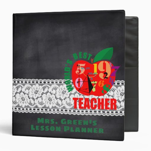 Personalized Teacher's Chalkboard Lesson Planner Binder | Zazzle