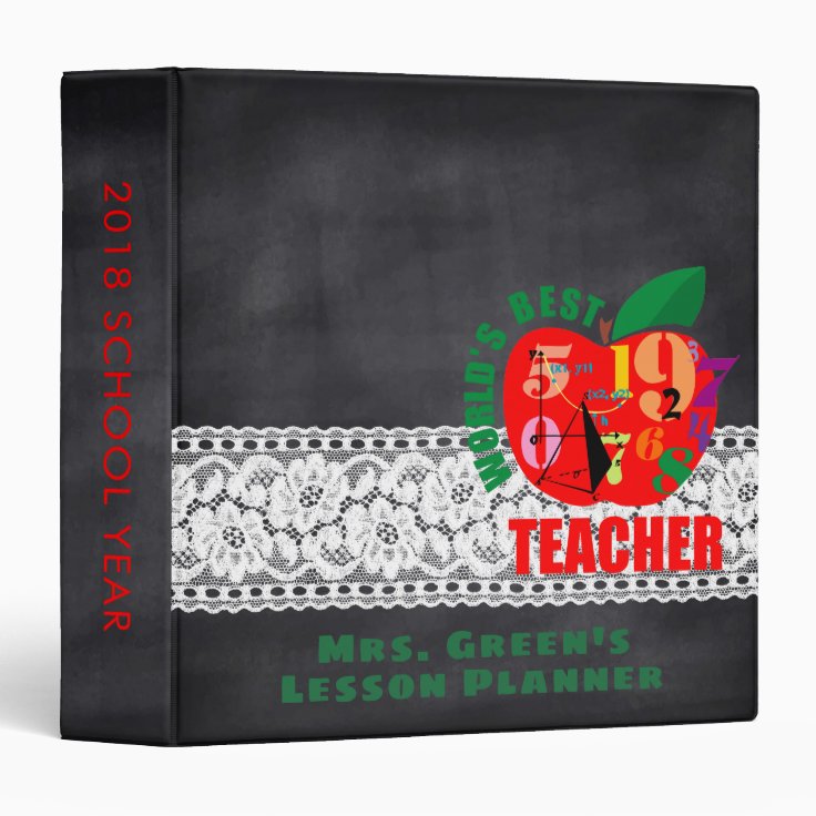Personalized Teacher's Chalkboard Lesson Planner Binder | Zazzle