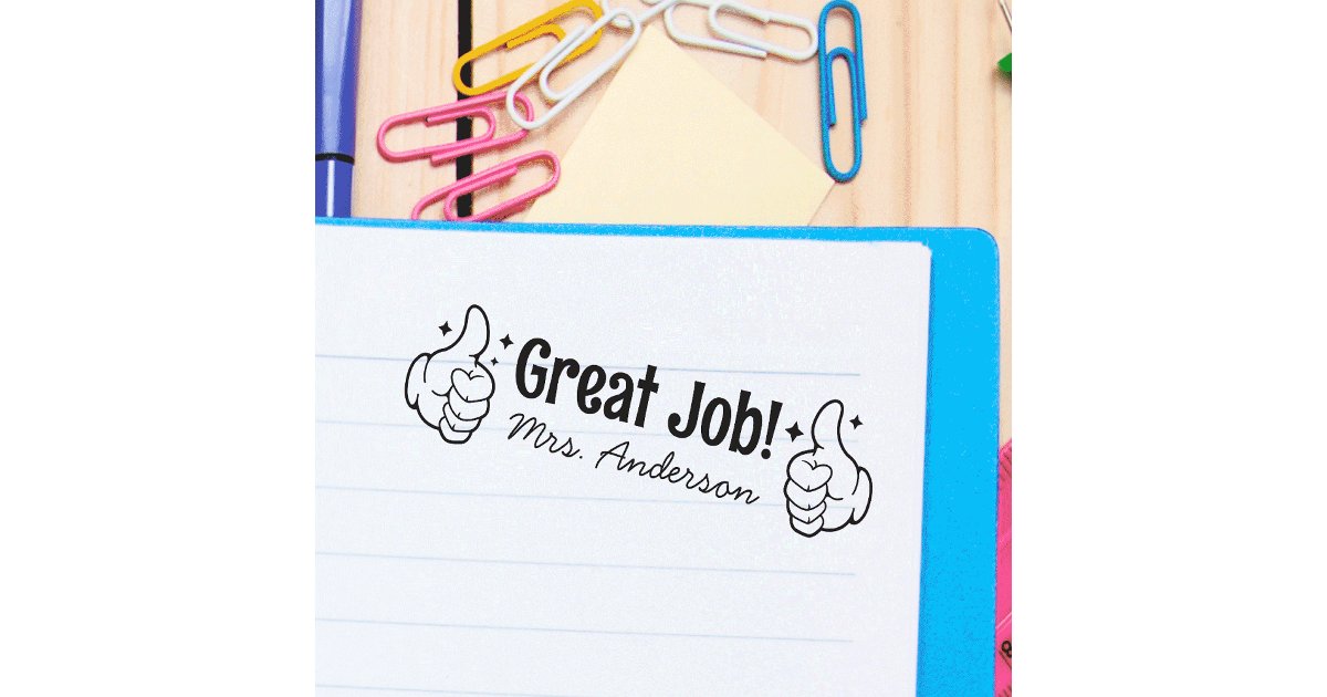 Personalized Teacher's Name Great Job Thumbs Up Self-inking Stamp | Zazzle