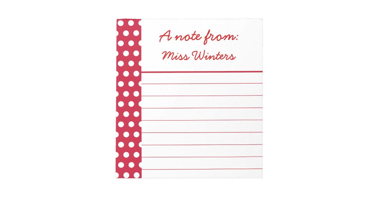 Personalized Teacher's Red Dots Notepad Gift | Zazzle