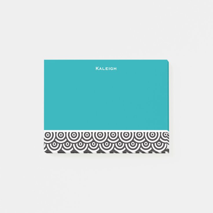Personalized Teal Black and White Retro Post-it Notes | Zazzle