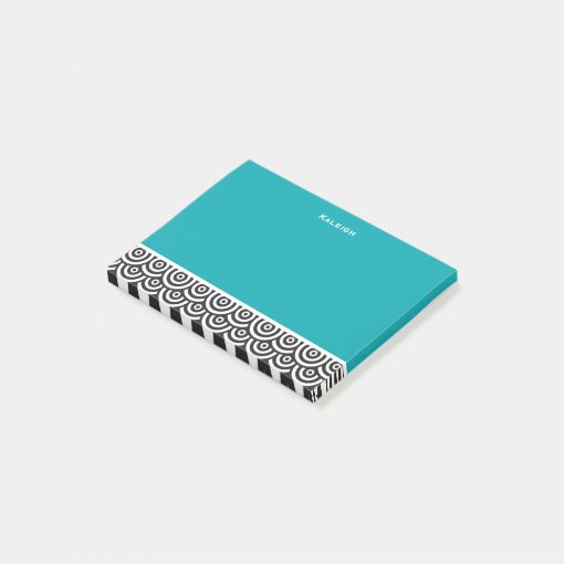 Personalized Teal Black and White Retro Post-it Notes | Zazzle