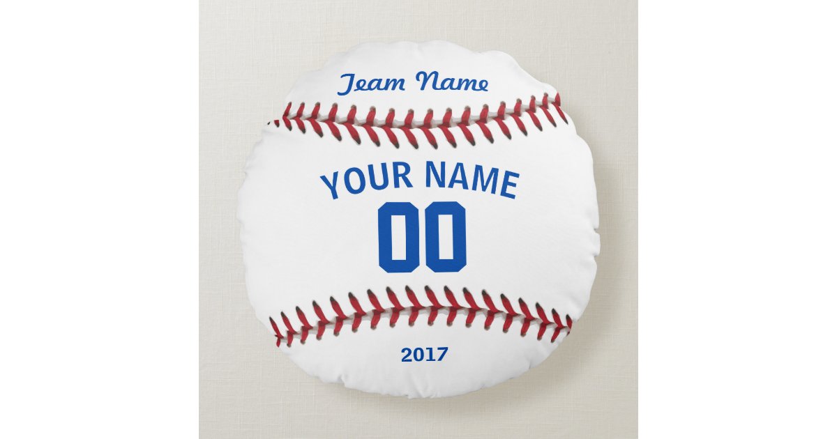 Personalized Team Baseball Sport Round Pillow | Zazzle