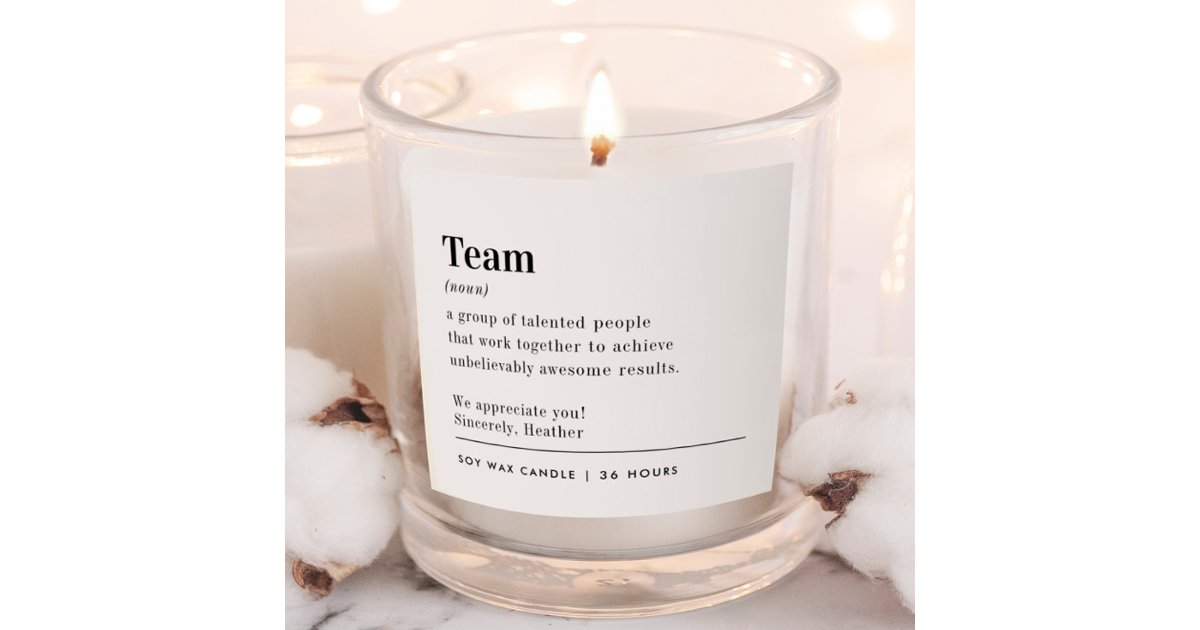 Personalized Team Definition Bulk Appreciation Gif Scented Candle | Zazzle