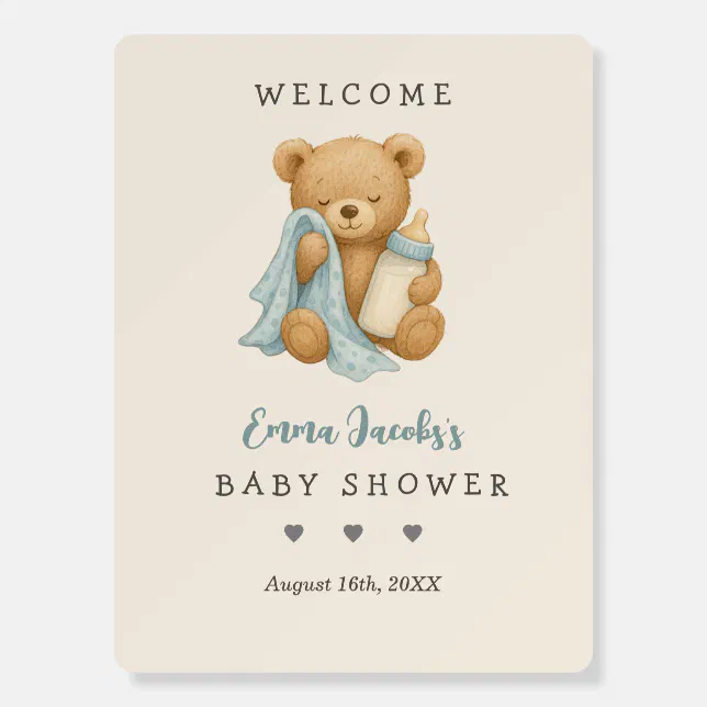 Personalized Teddy Bear Baby Shower Welcome Sign | Zazzle