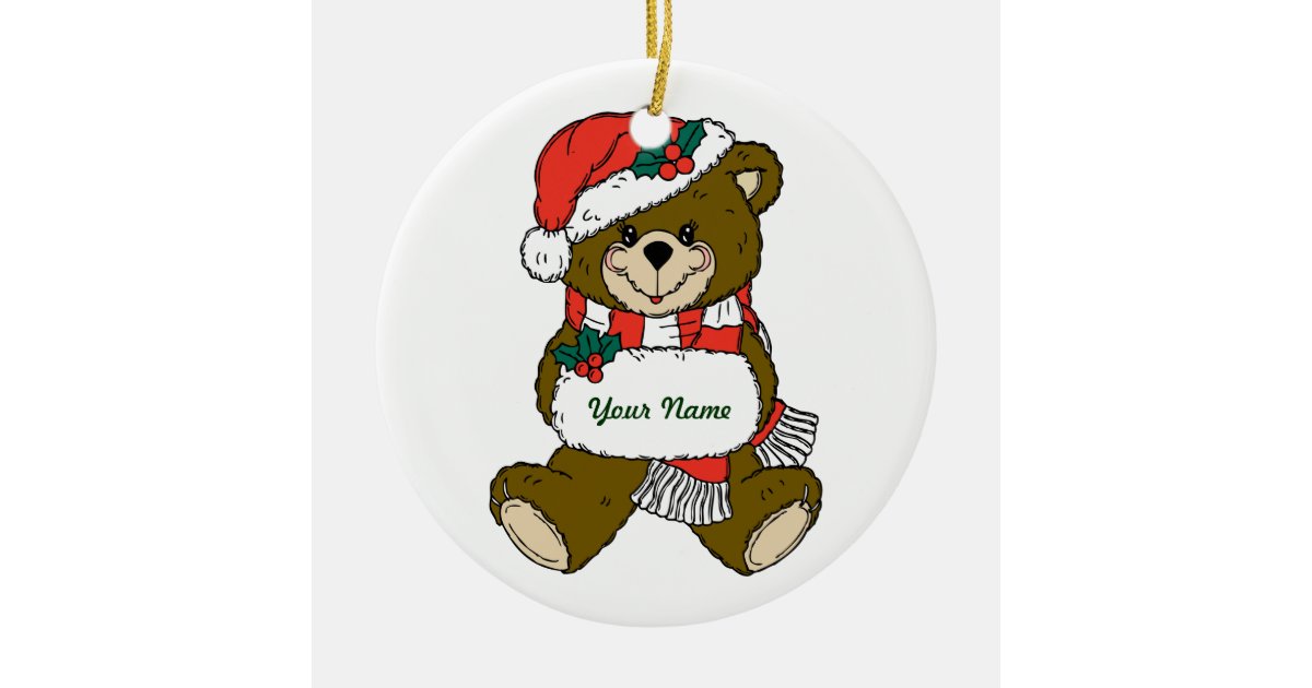 Personalized Teddy Bear Christmas Ornament | Zazzle