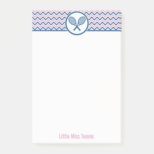 Personalized Tennis & Blue and Pink Chevron Design Post-it Notes ...