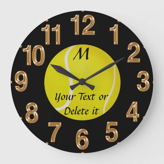 Personalized Tennis Clock MONOGRAM and YOUR TEXT | Zazzle