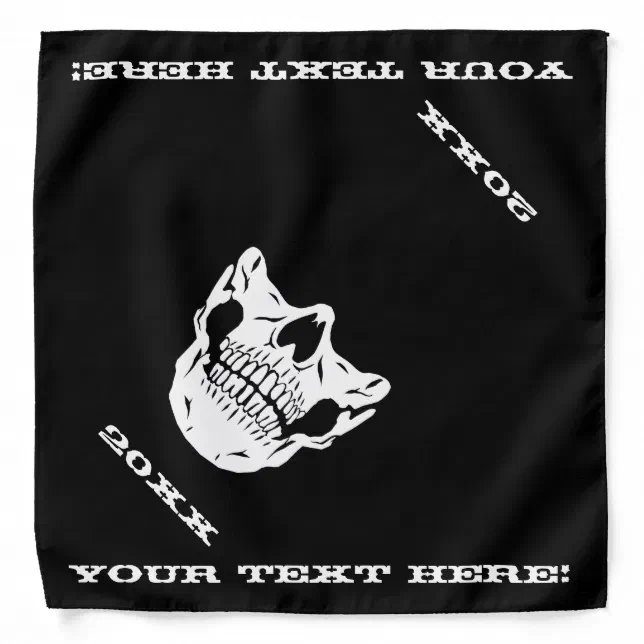 Personalized Text Black Skull Half Face Mask Bandana | Zazzle