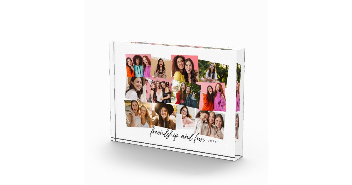 Personalized text fun memory collage photo block | Zazzle