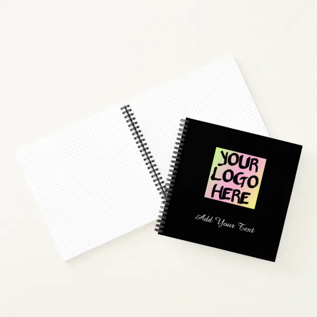 Personalized Text & Logo Black Spiral Notebook | Zazzle