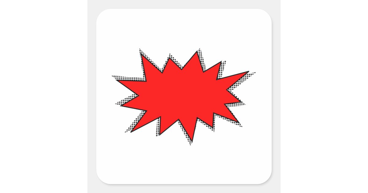Personalized Text Superhero Comic Book Design Red Square Sticker | Zazzle