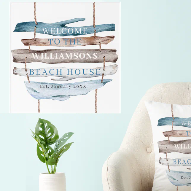 Personalized Text, Welcome Coastal Wall Art Sign | Zazzle