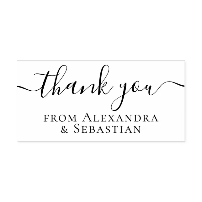 Personalized Thank You Elegant Scroll Text Rubber Stamp | Zazzle