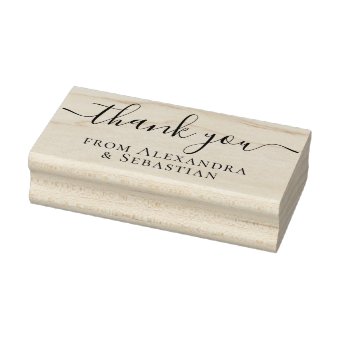 Personalized Thank You Elegant Scroll Text Rubber Stamp | Zazzle
