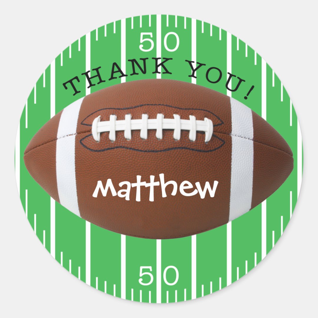 Personalized Thank You Football Sticker | Zazzle