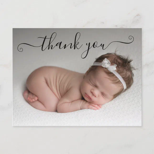 Personalized Thank You Photo Birth Announcement Postcard | Zazzle