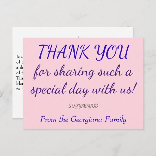 Personalized "THANK YOU" Postcard | Zazzle